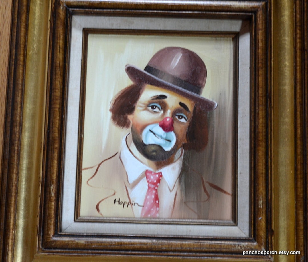 Vintage HOPPIN Clown Oil Painting Framed Signed Original Art Work ...