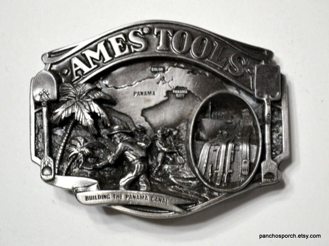 Vintage AMES TOOLS Belt Buckle 1987 Building Panama Canal Western ...