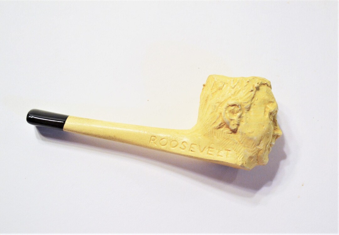 Vintage Carved Clay Roosevelt Pipe Hand Carved US President Smoking ...