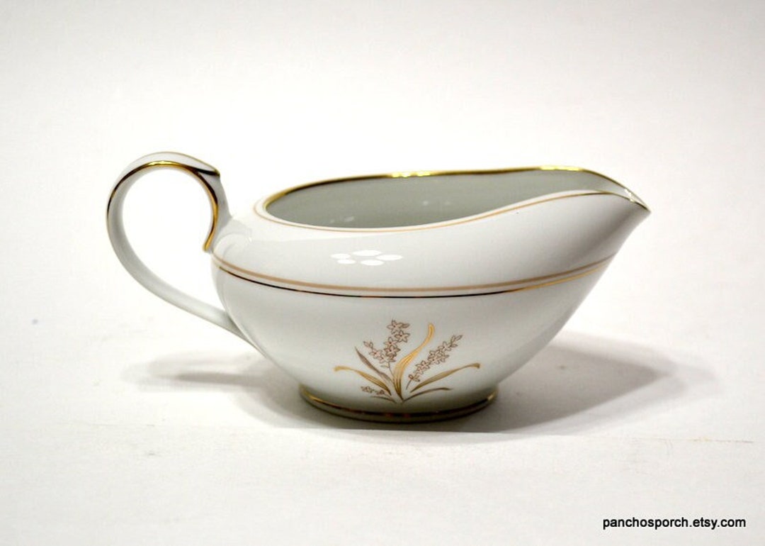 Vintage Noritake NEVILLE Creamer Pitcher Beige Tan Floral Gold Trim ...