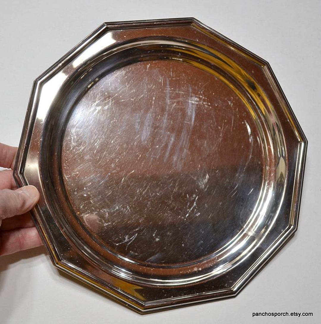 Vintage Silver Metal Decagon Tray: 10-sided Plate, Table Display - Etsy