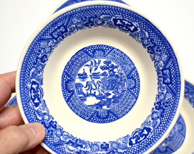 Vintage Blue Willow Fruit Bowl Set of 4 Classic Blue White Transferware ...