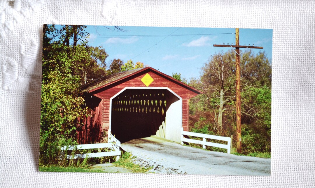 Vintage VERMONT Postcard Covered Bridge Bennington Americana Souvenir ...