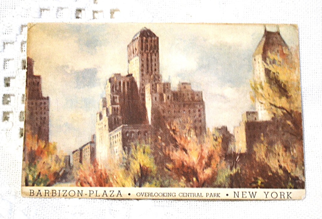 Vintage NEW YORK CITY Post Card Barbizon Plaza Central Park Souvenir ...