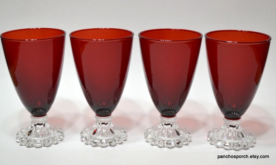 Vintage Berwick Boopie Ruby Ruby Red Water Goblet Set of 4 Footed ...
