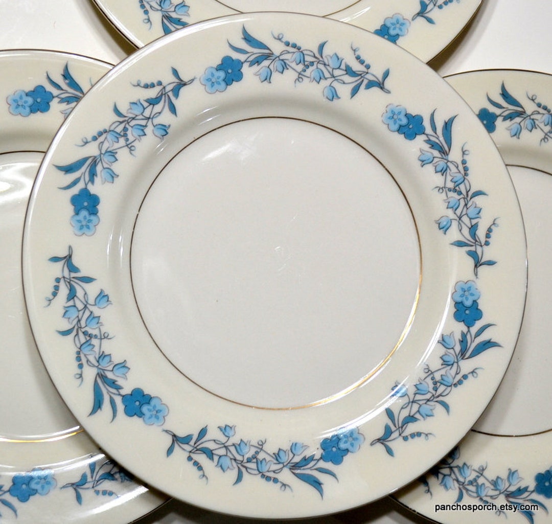 Vintage Theodore Haviland Clinton Bread Plates: Blue Floral Gold Trim ...