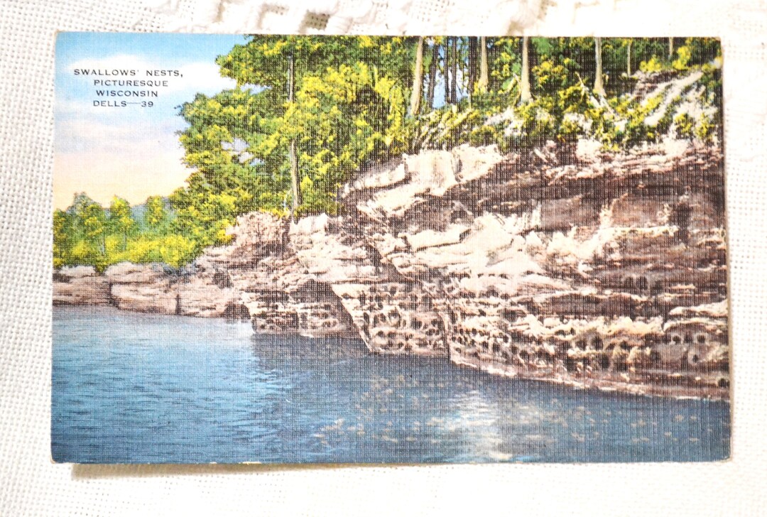 Vintage Wisconsin Dells Postcard: Swallows Nests Travel Souvenir - Etsy