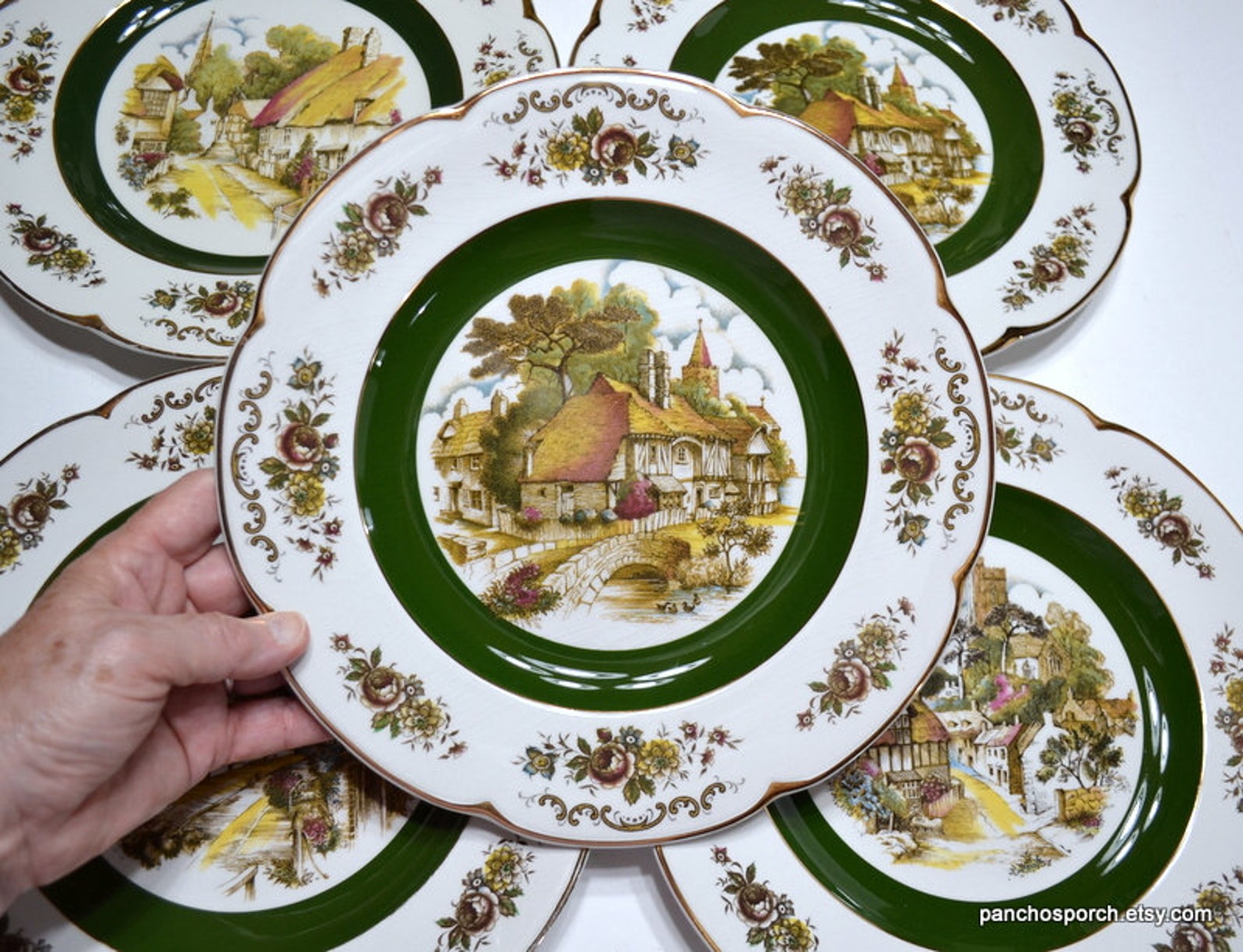 Vintage Ascot Village Charger Plates Set(5): Woods and Son England ...