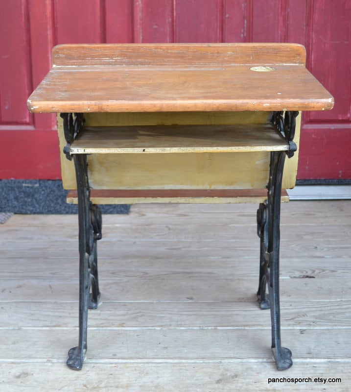 Vintage School Desk With Inkwell