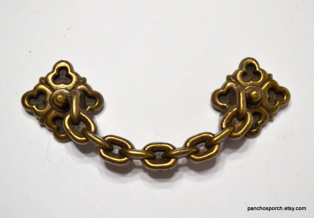 Vintage Metal Drawer Pull Handle Faux Chain Link Antique Brass Finish ...