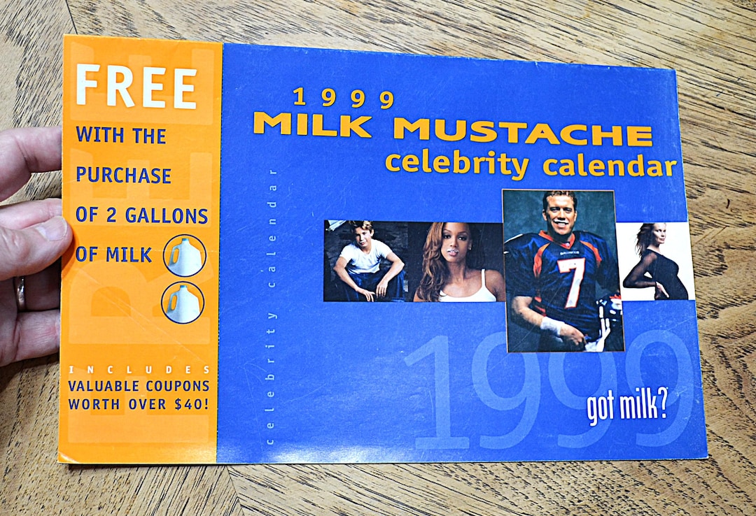 Vintage 1999 Milk Mustache Celebrity Calendar Promotional Wall Calendar ...