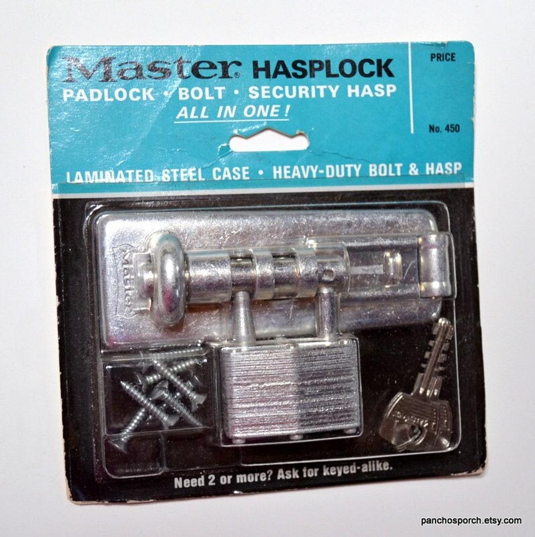 Vintage Master Hasp Lock 450 NOS 1 Piece Padlock Bolt Security Hasp ...