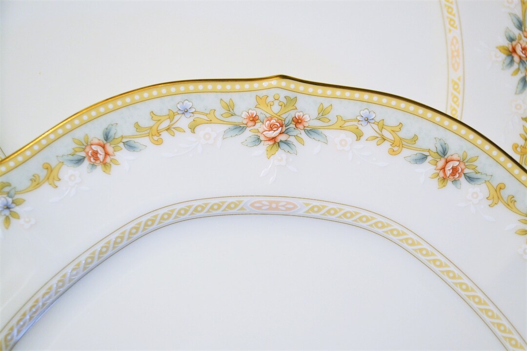 Vintage Noritake English Flowers Dinner Plate Set of 4 Floral Gold Rim ...