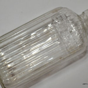 Vintage Half Pint Bottle Clear Glass Flask Shaped Ribbed 1940s Whiskey ...