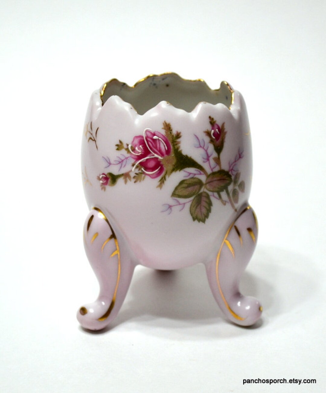 Vintage Pink Ceramic Egg Shaped Vase Planter Floral 4 Inch Cracked ...