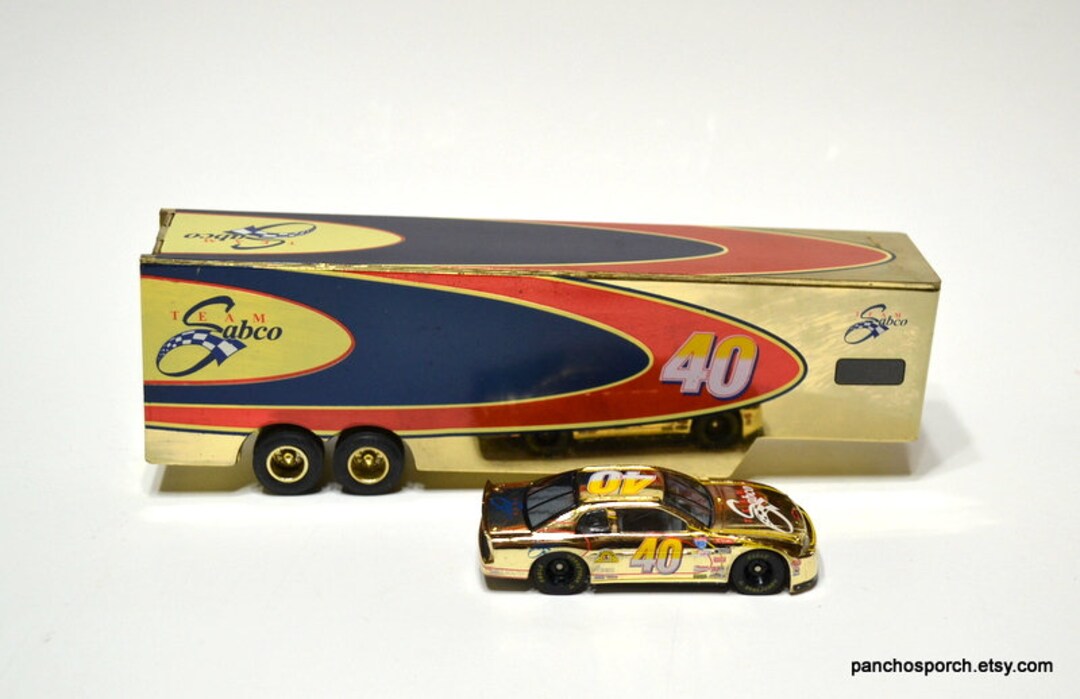 Vintage Sabco Racing Gold Transporter Trailer Car NO CAB Die Cast ...