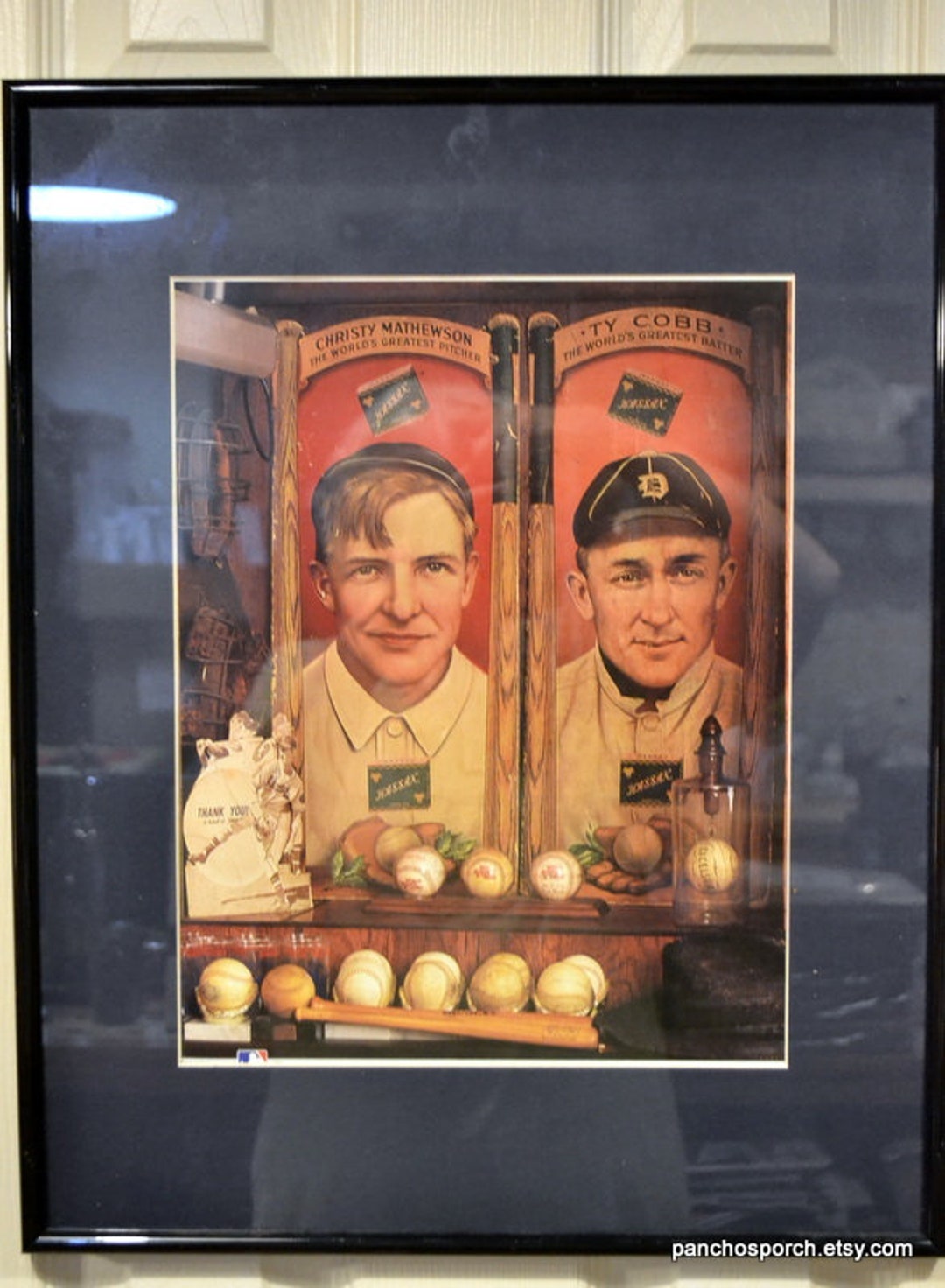Vintage Ty Cobb Chris Mathewson Print Framed MLB Baseball 1993 Print ...
