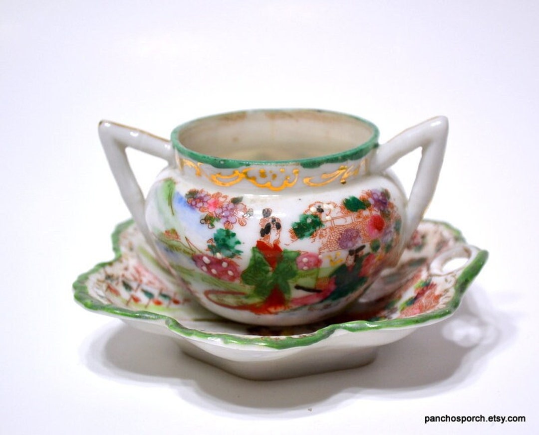 Vintage Geisha Open Sugar Bowl Small Dish Geisha Ware Porcelain Trinket ...