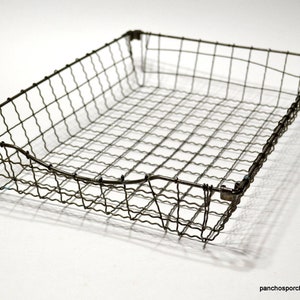 Vintage Wire File Basket Industrial Office Organizer Sorter Basket Wire ...