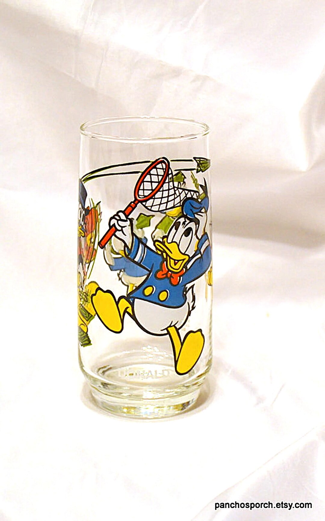Vintage Donald Duck Glass Tumbler Walt Disney Productions Scrooge Mcduck Huey Dewy Louie Pepsi ...