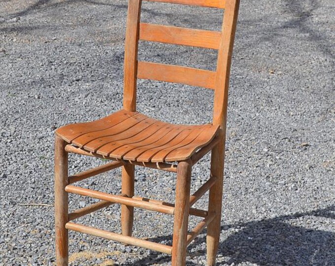 Vintage Wood Ladderback Chair Slat Seat Dining Desk Chair Primitive ...
