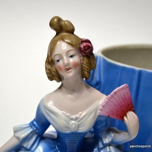 Vintage MADAME POMPADOUR Dresser Doll Trinket Box Blue Dress Fan ...