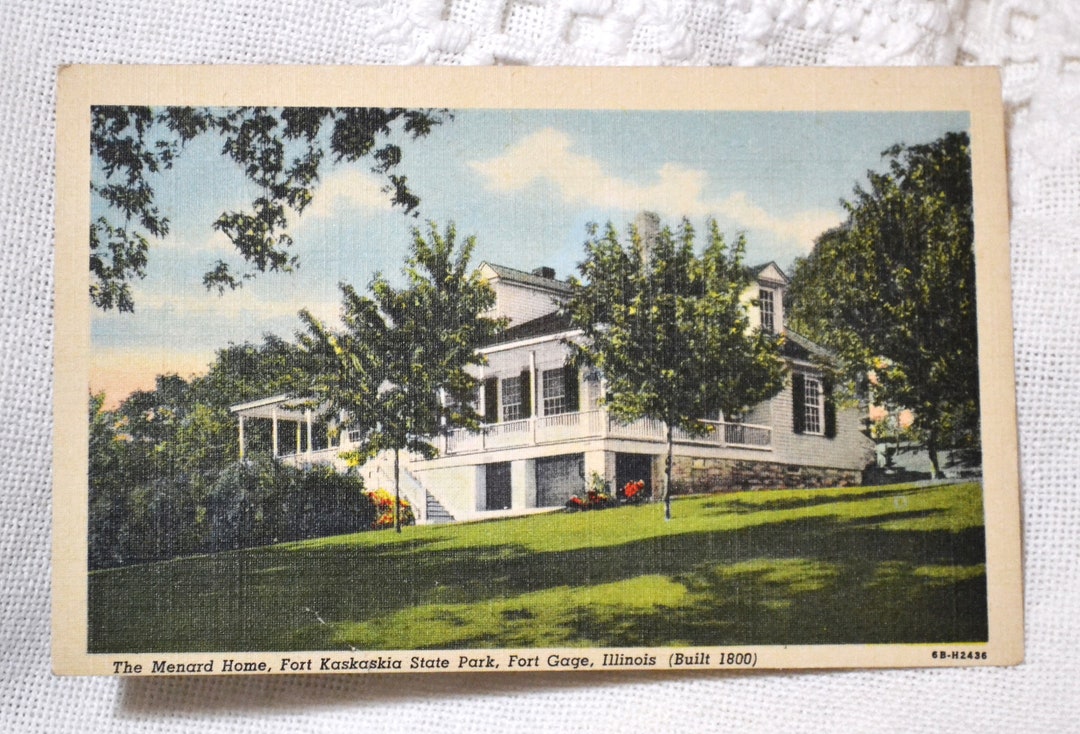 Vintage ILLINOIS Postcard Menard Home Kaskaskia Park Fort Gage ...