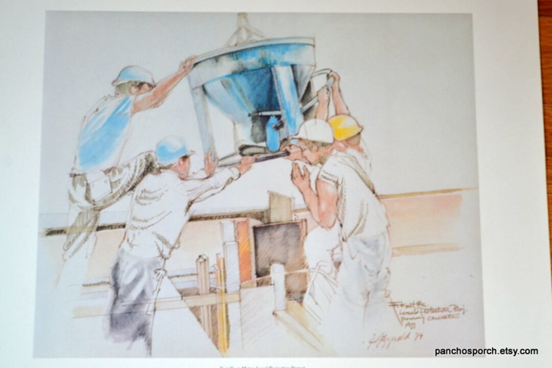 Vintage Janet Fitzgerald Print Fort Kent Maine Local Protection Project ...