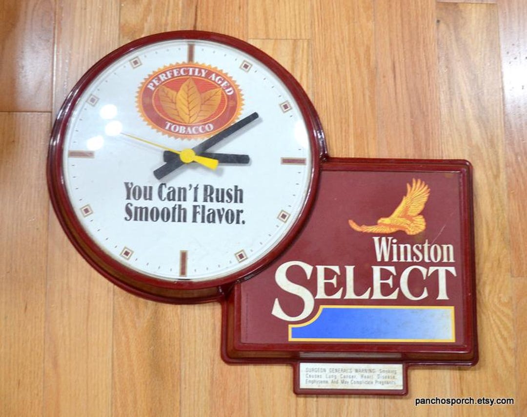 Vintage Winston Select Clock Sign Tobacciana Advertising Working RJ ...