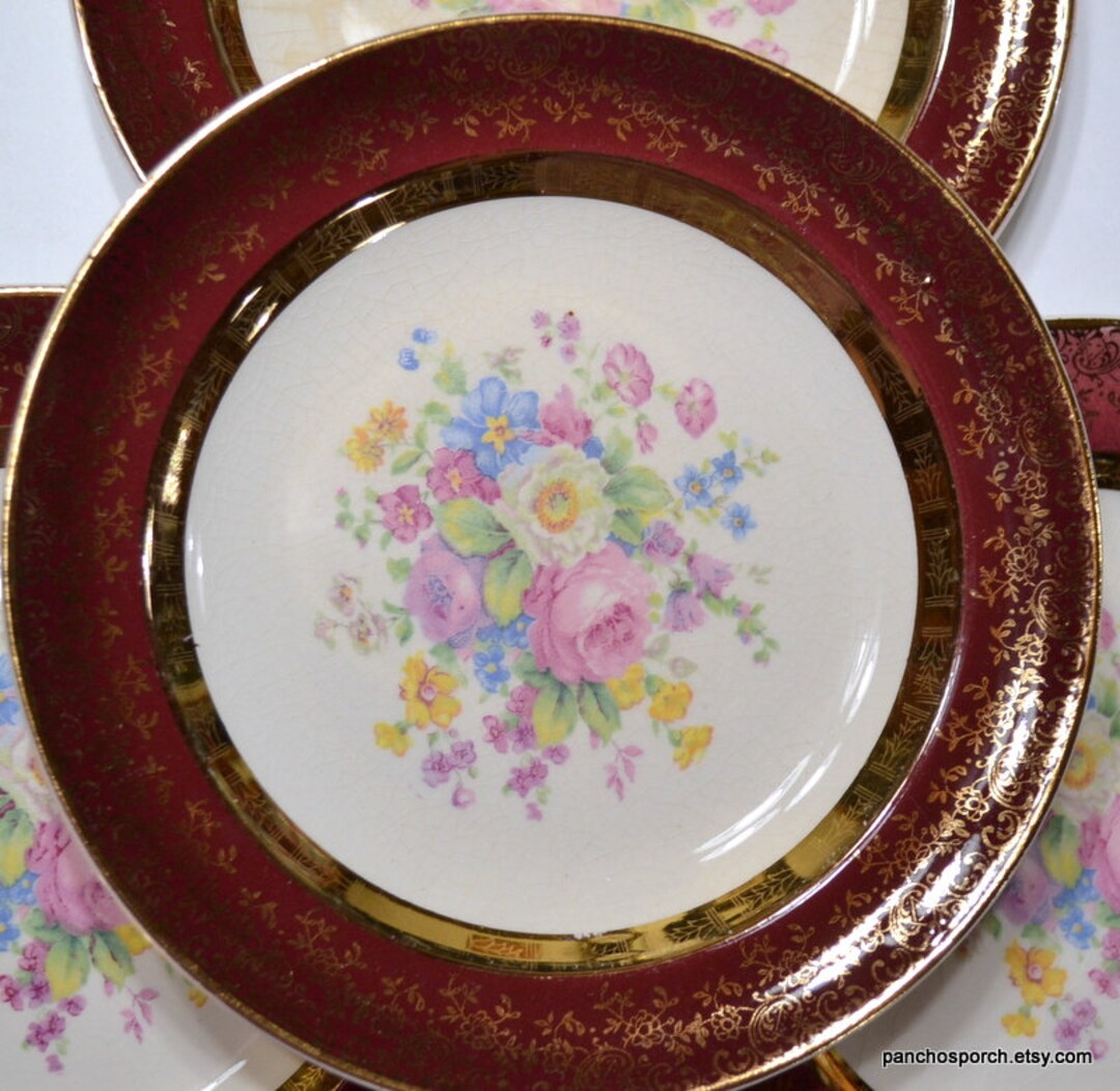 Vintage Century by Salem Bread Plate Set of 4 CHIP Floral Pattern ...