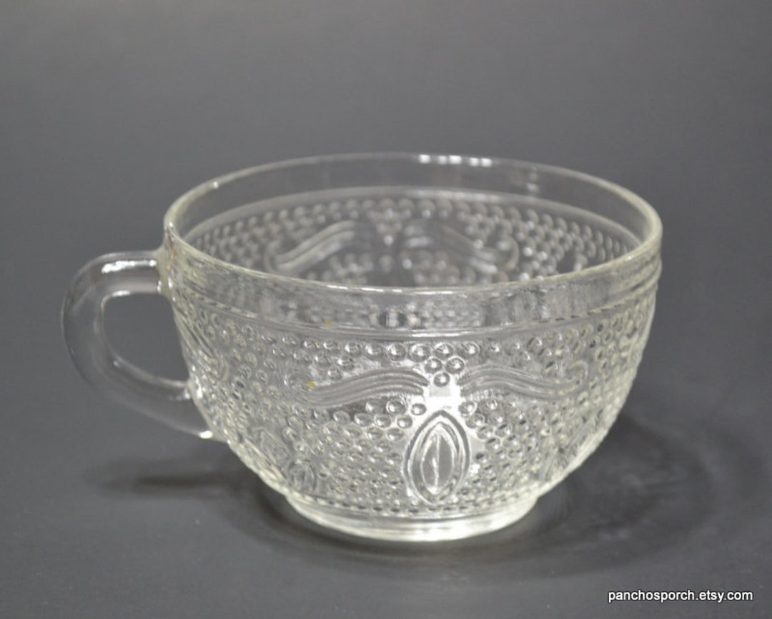 Vintage Clear Glass Cup Pressed Glass Dot Hobnail Pattern Unmarked ...