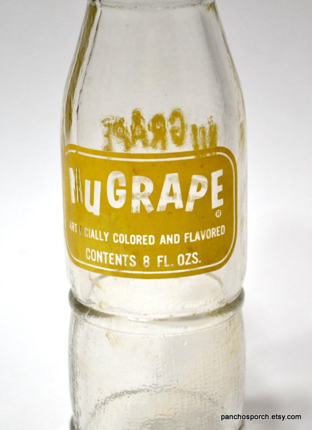 Vintage Nugrape Soda Bottle: Clear Embossed Glass, Yellow Logo (8 Oz ...