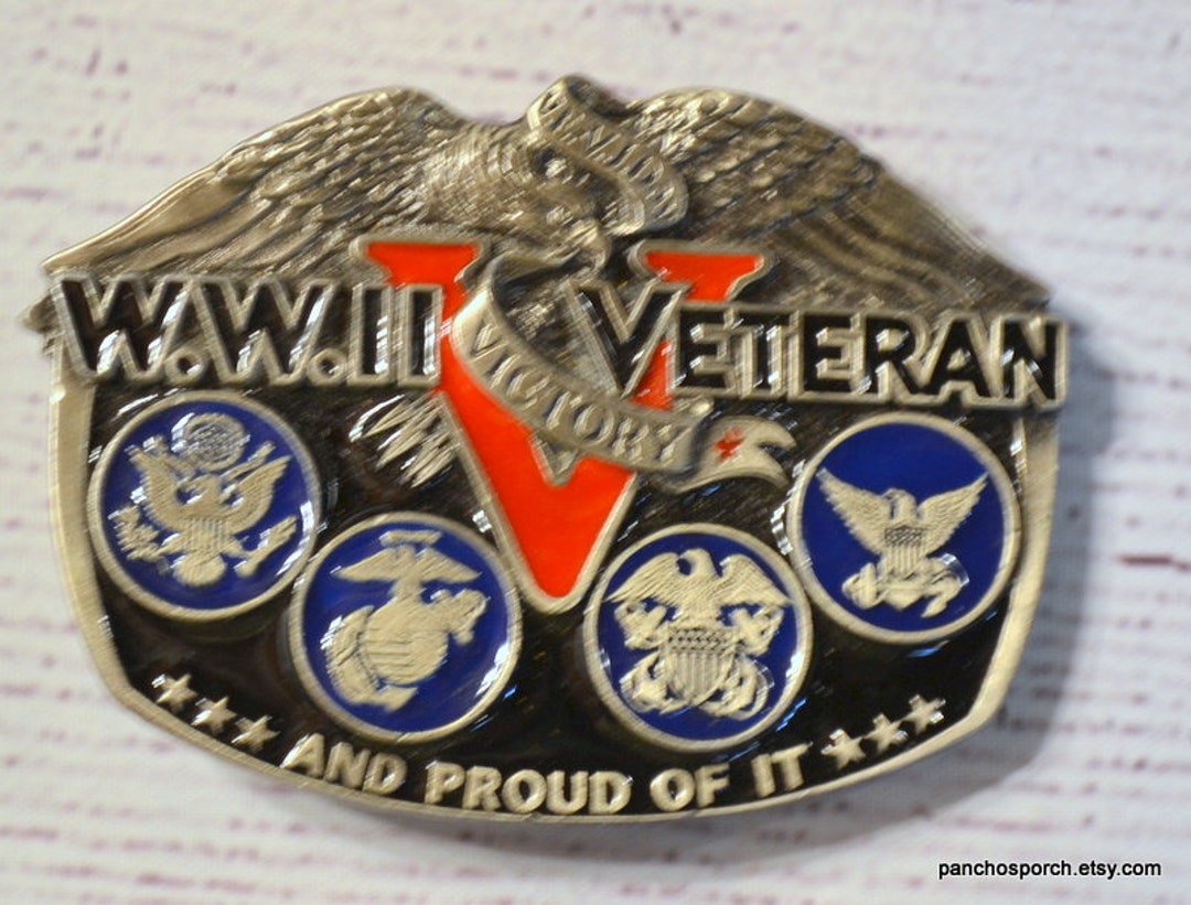 Vintage World War II Veteran Belt Buckle Thank You Military United ...