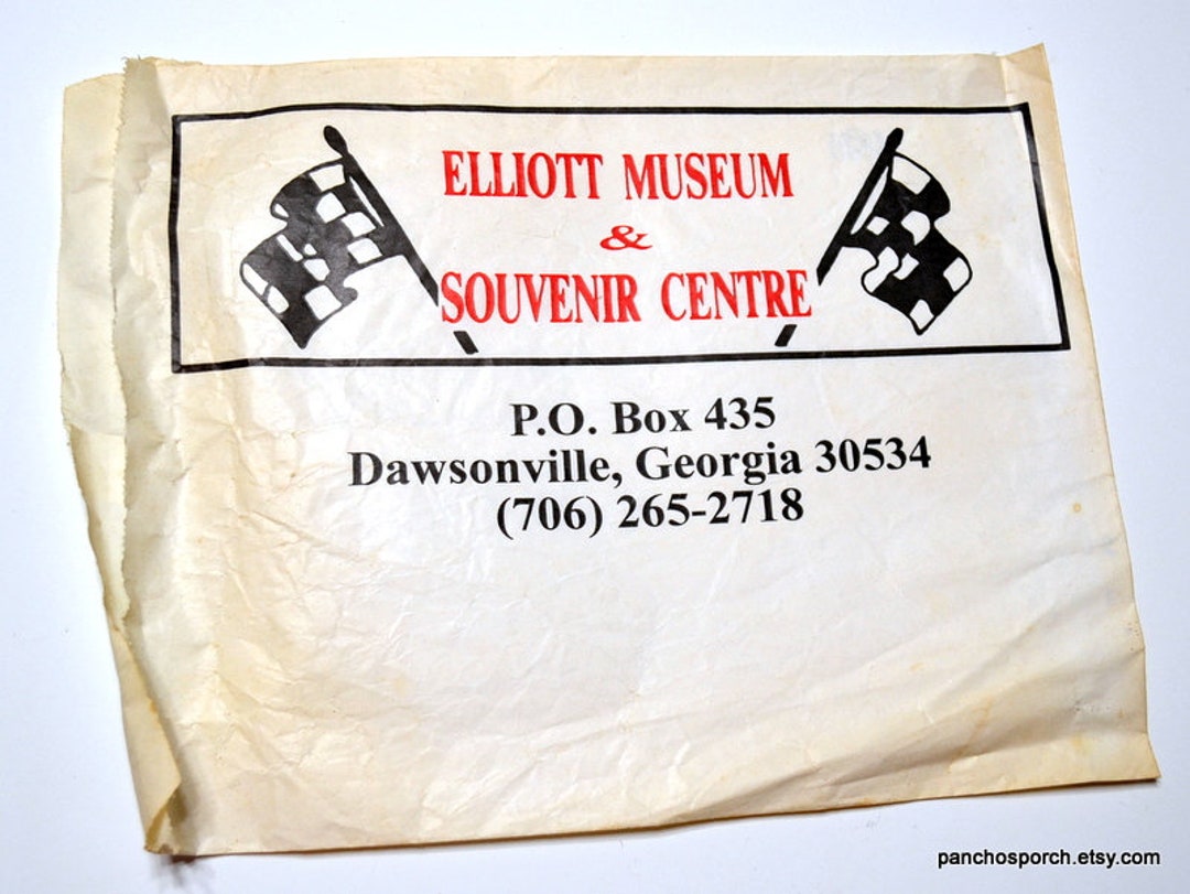 Vintage Elliott Museum Souvenir Centre Paper Bag Bill Elliott Racing ...