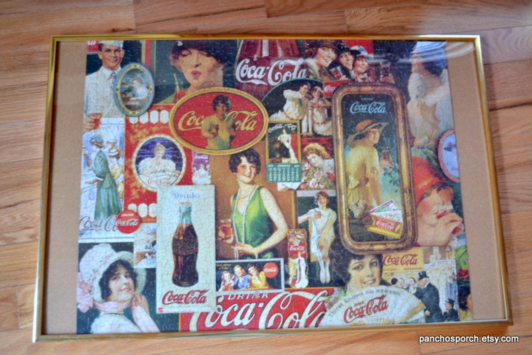 Vintage Coca Cola Puzzle Completed Jigsaw Puzzle Framed With Glass ...