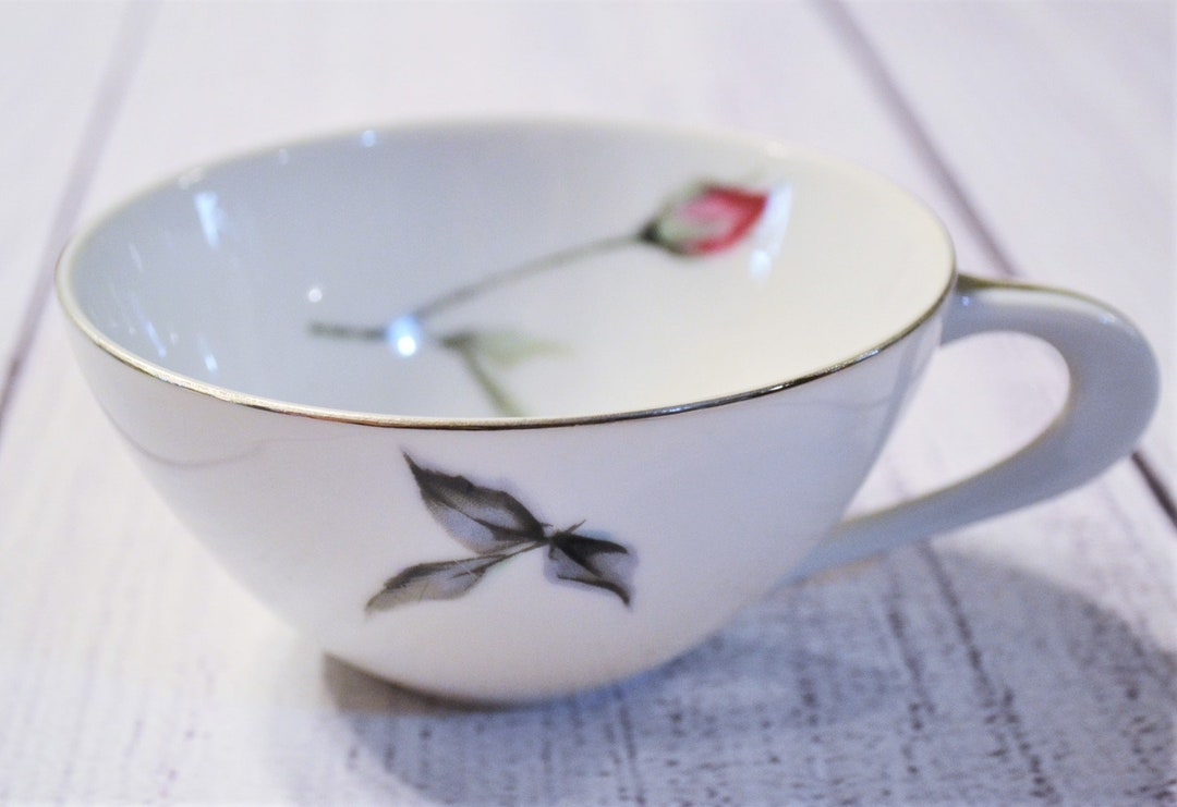 Vintage Sango Tea Rose Cup Pink Long Stem Rose Floral Platinum Trim ...