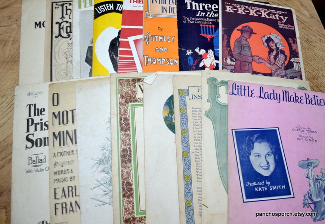 Vintage Sheet Music Covers Only Lot Various Musical Song Booklet Covers ...