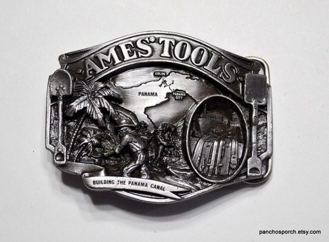 Vintage AMES TOOLS Belt Buckle 1987 Building Panama Canal Western ...