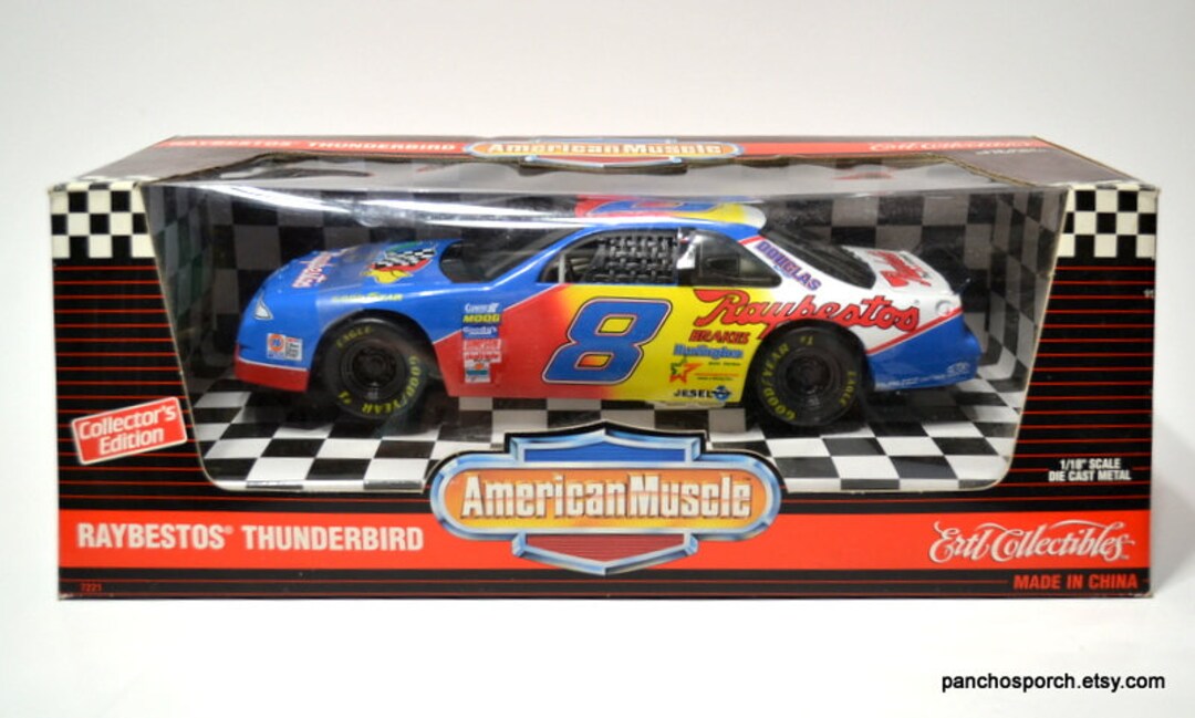 Vintage JEFF BURTON No 8 Die Cast Metal Car Ertl American Muscle Car 1: ...