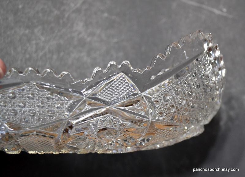 Vintage EAPG Clear Glass Celery Tray: Stars & Diamonds Serving Dish - Etsy