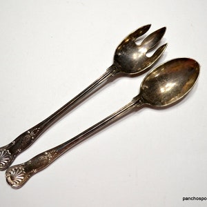 Vintage Silver Plate Salad Servers: Shell Pattern Flatware, 13" Long - Etsy