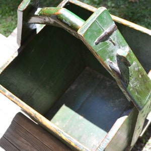 Vintage Wooden Grain Bucket Rustic Green Heavy Large Bucket Watson ...