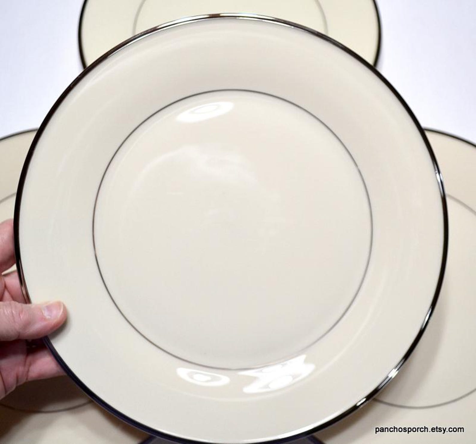 Vintage Lenox Solitaire Dinner Plates - Set of 4 Creamy White Platinum ...