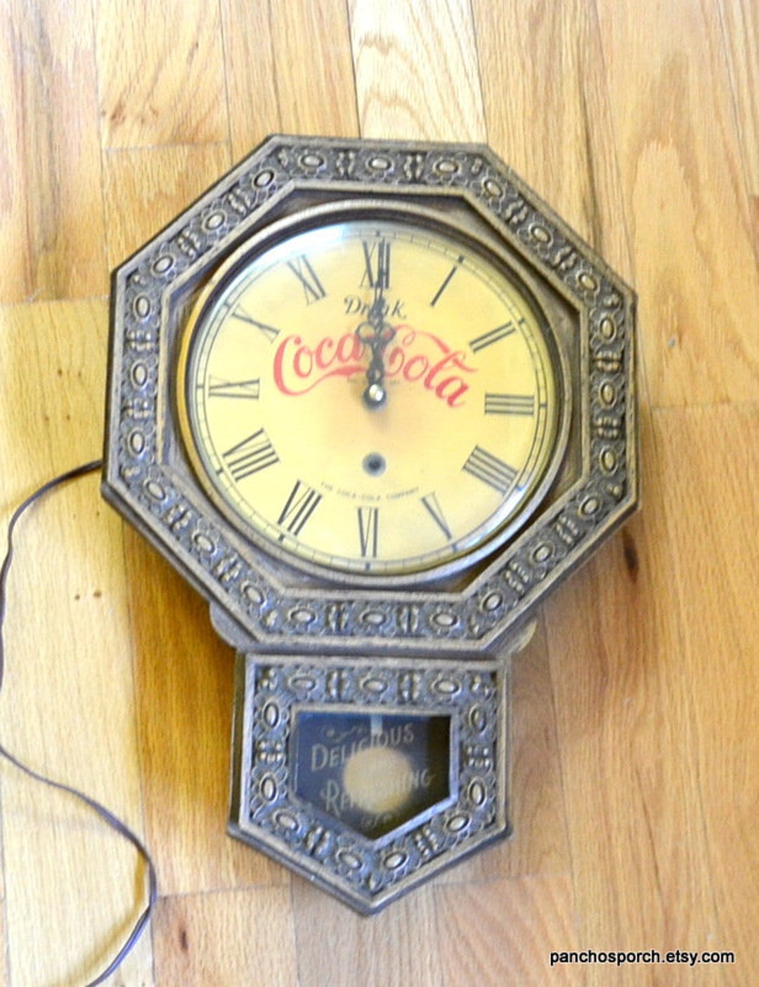 Vintage Coca Cola Plastic Regulator Clock NOT WORKING 1970s Schoolhouse ...