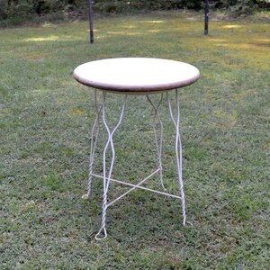 Vintage White Metal Ice Cream Parlor Table Formica Top Twisted - Etsy