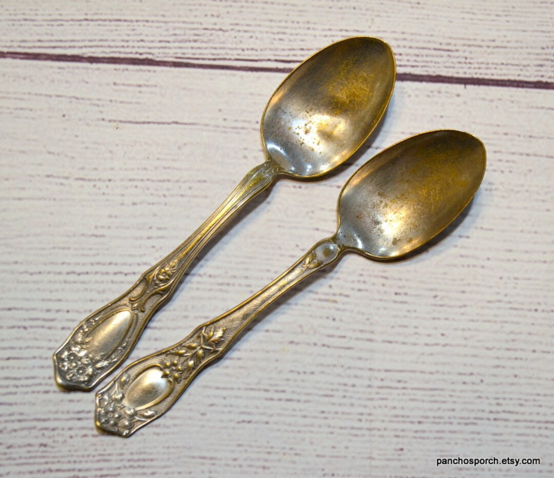 Vintage Royal Plate Co Teaspoon Set of 2 Tarnished Worn Silver - Etsy
