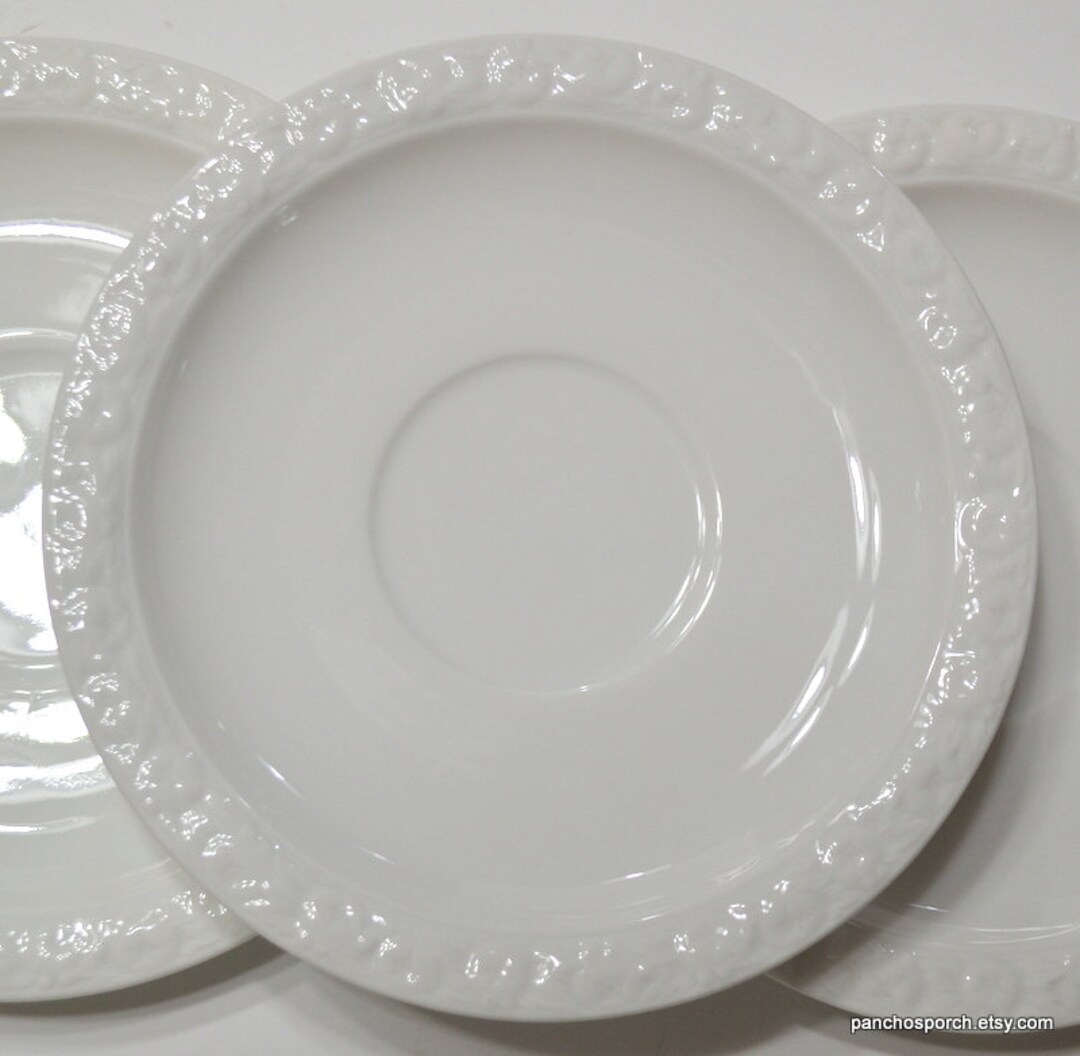 Vintage ROSENTHAL MARIA Saucer Set of 3 Plate Dish White Embossed Roses ...