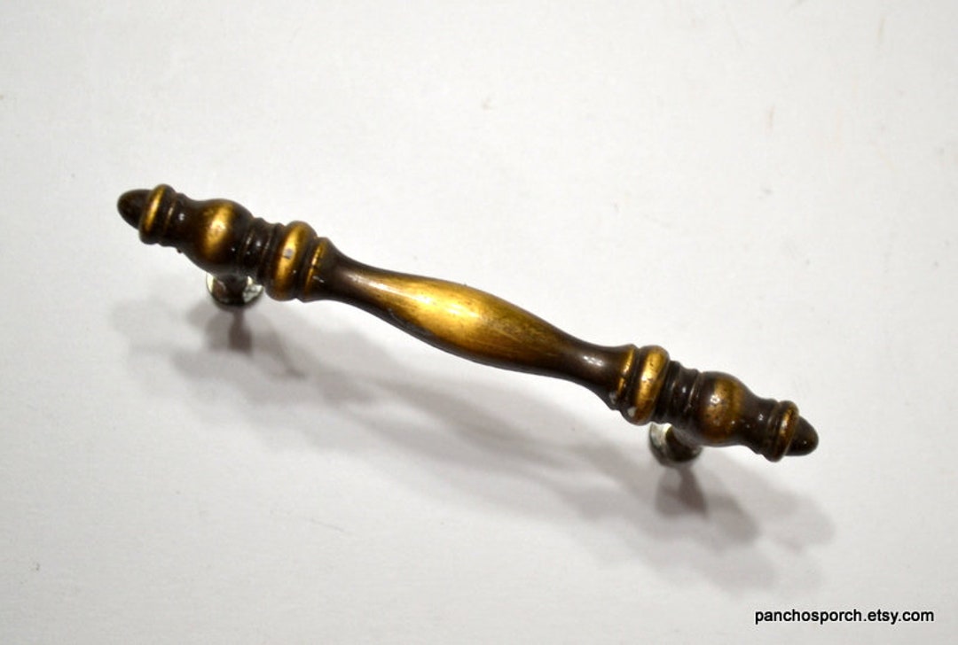 Vintage Metal Drawer Pull Handle Antique Brass Finish Salvaged ...