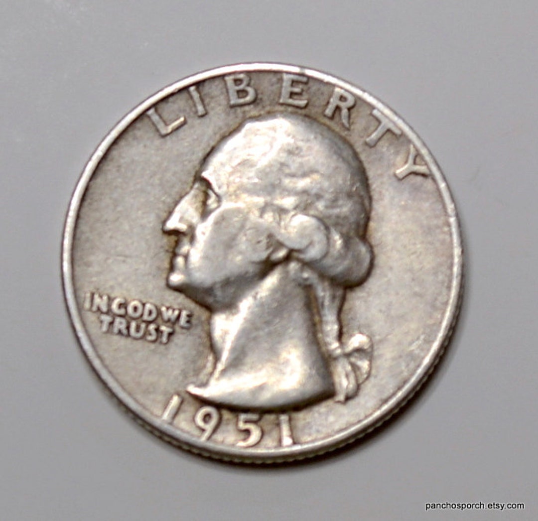 Vintage 1951 D Quarter 25 Cent Coin Circulated Silver United States ...