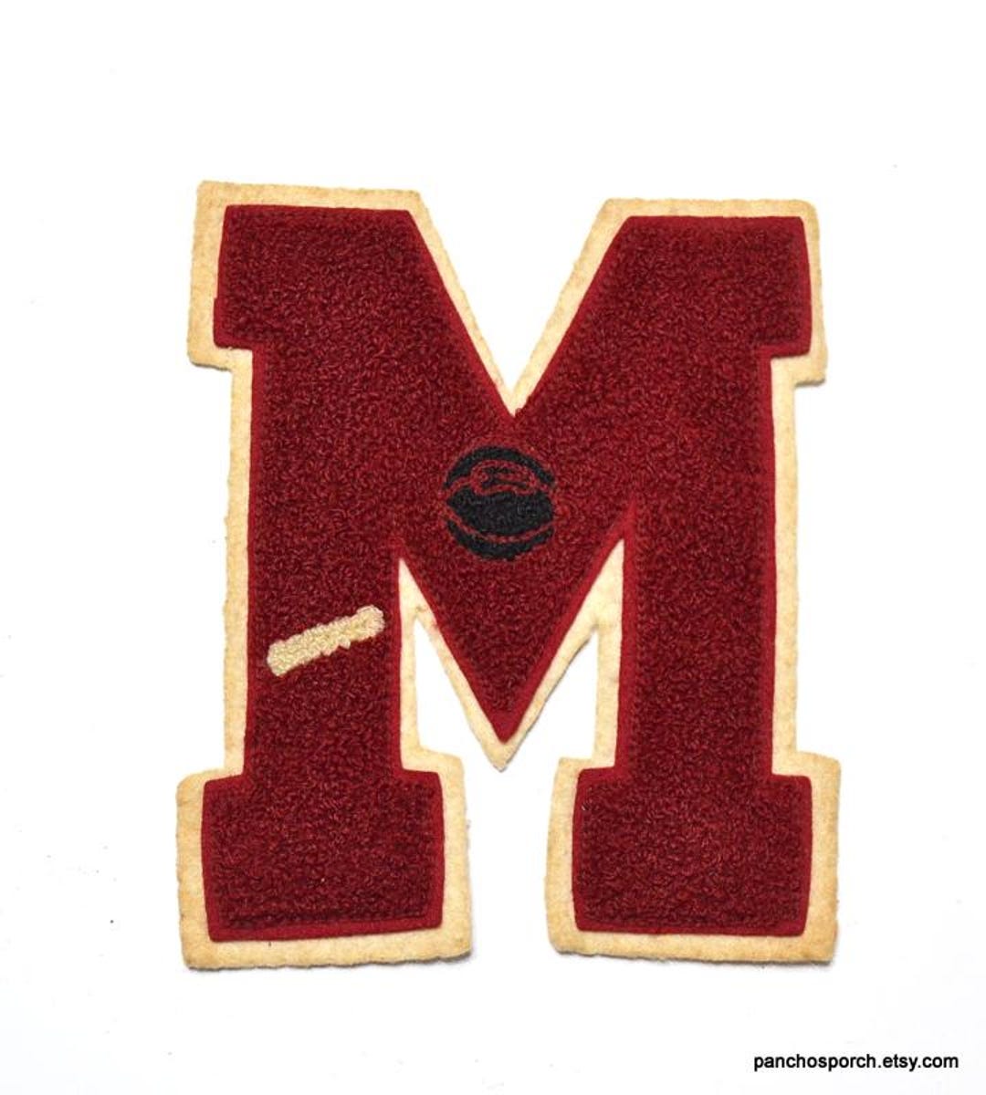 Vintage Varsity Jacket Letter M Maroon Basketball Patch 1950s School ...